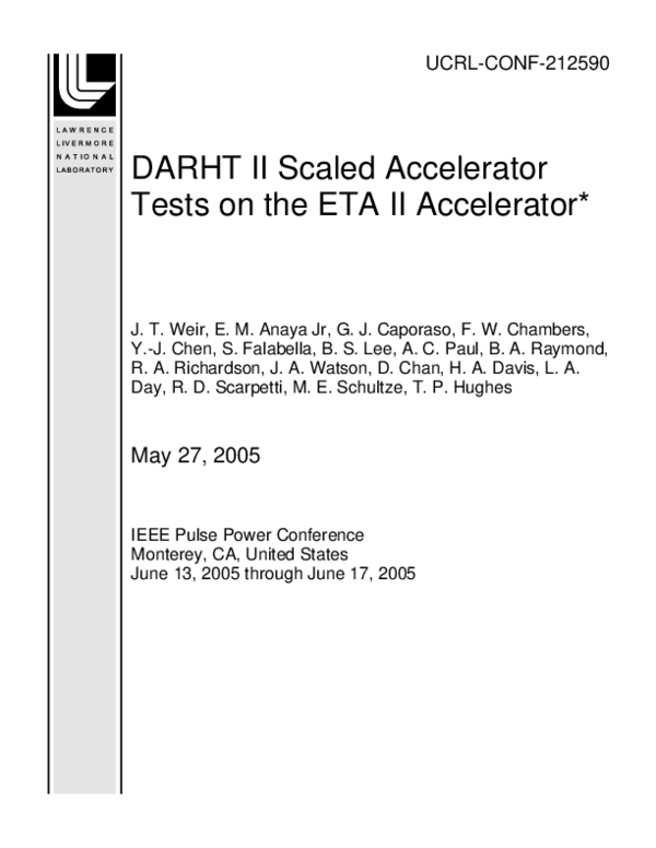 (PDF) DARHT II Scaled Accelerator Tests on the ETA II Accelerator