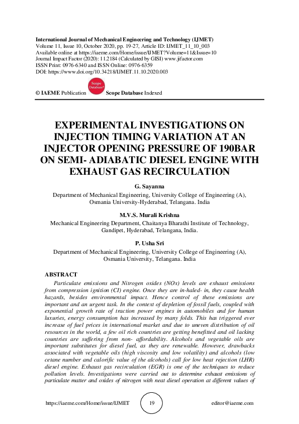 (PDF) Experimental Investigations on Injection Timing Variation at an Injector Opening Pressure ...