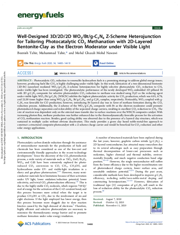 (PDF) Well-Designed 3D/2D/2D WO3/Bt/g-C3N4 Z-Scheme Heterojunction for Tailoring Photocatalytic ...