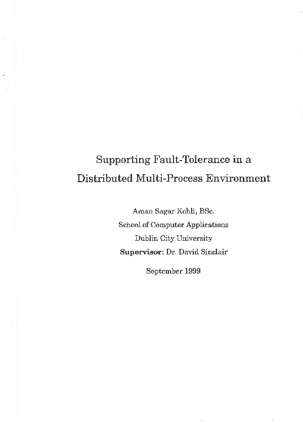 (PDF) Supporting fault-tolerance in a distributed multi-process environment