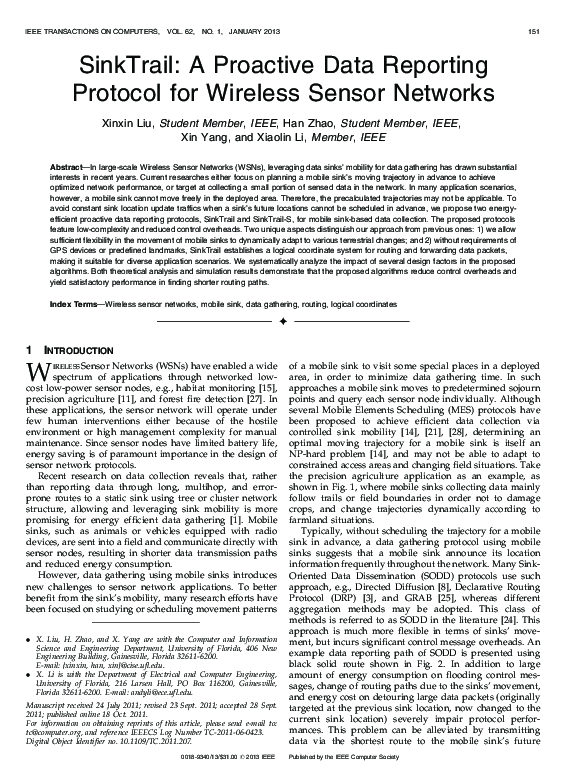 (PDF) SinkTrail: Proactive Protocol for Mobile Sensor Data Collection