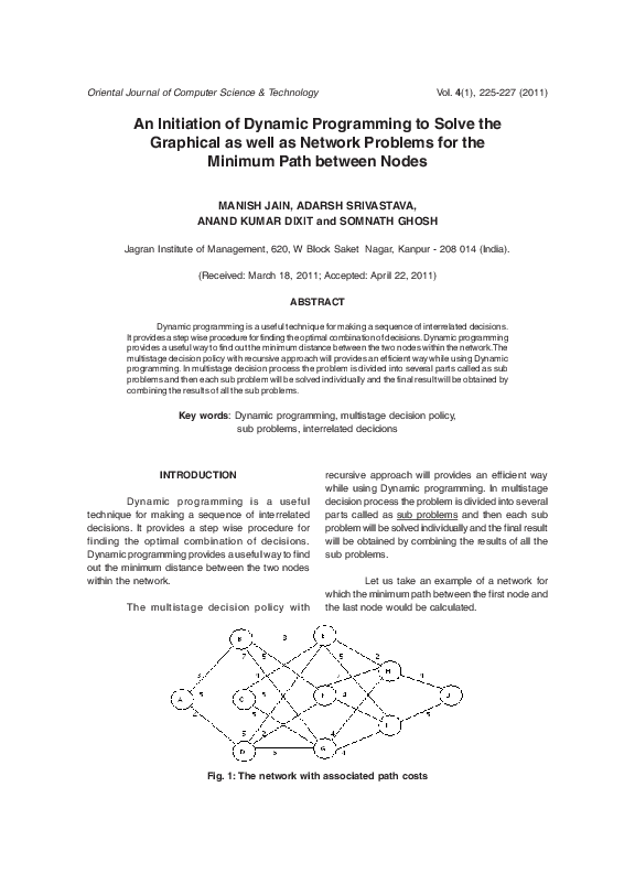 (PDF) An Initiation of Dynamic Programming to Solve the Graphical as well as Network Problems ...