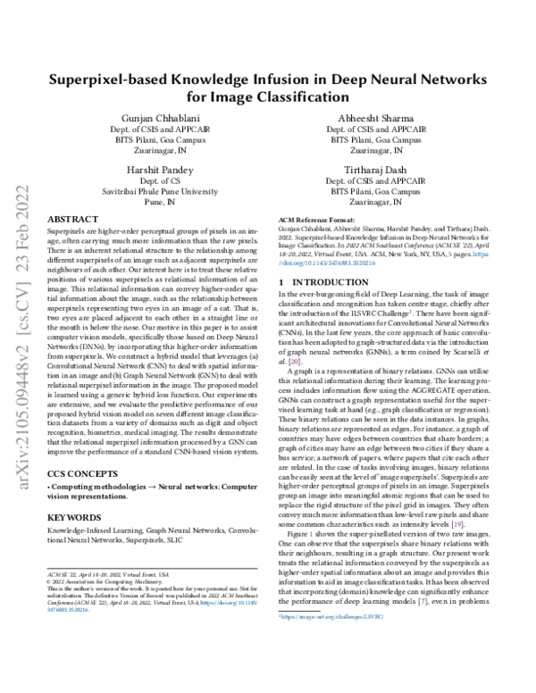 (PDF) Superpixel-based knowledge infusion in deep neural networks for image classification
