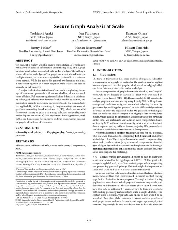 Pdf Secure Graph Analysis At Scale
