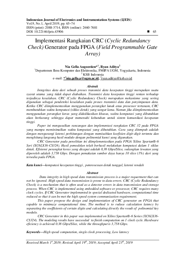 Pdf Implementasi Rangkaian Crc Cyclic Redundancy Check Generator Pada Fpga Field