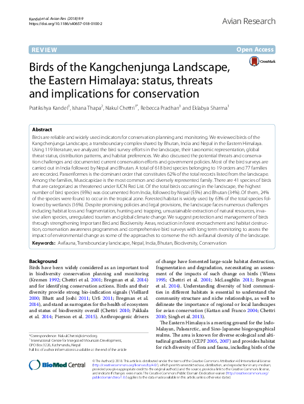 (PDF) Birds of the Kangchenjunga Landscape, the Eastern Himalaya ...