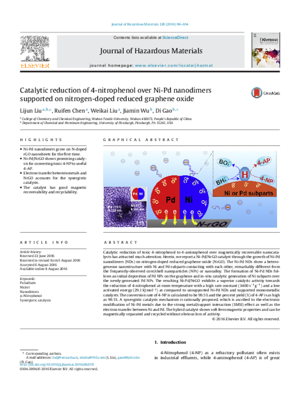 (PDF) Catalytic reduction of 4-nitrophenol over Ni-Pd nanodimers ...