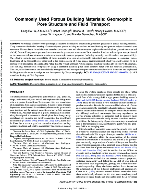 (PDF) Commonly Used Porous Building Materials: Geomorphic Pore ...