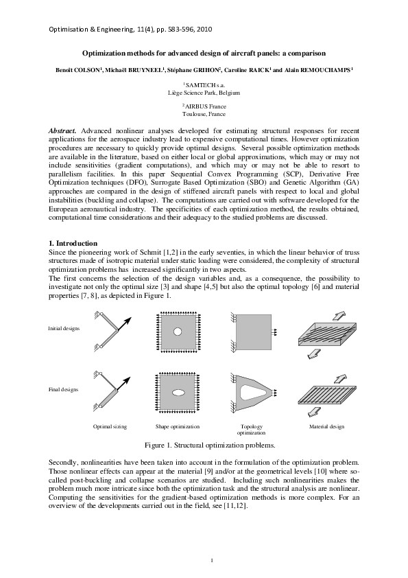 (PDF) Optimization methods for advanced design of aircraft panels: a comparison