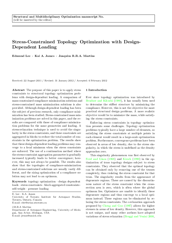 (PDF) Stress-constrained topology optimization with design-dependent loading