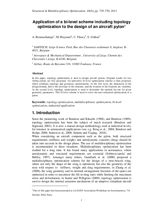 (PDF) Application of a bi-level scheme including topology optimization to the design of an ...