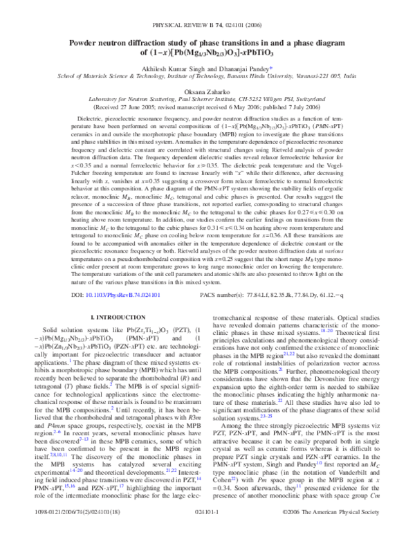 (PDF) Powder neutron diffraction study of phase transitions in and a ...