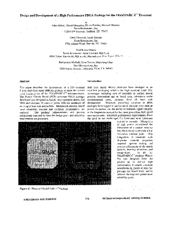 (PDF) Design and development of a high performance PBGA package for the ...