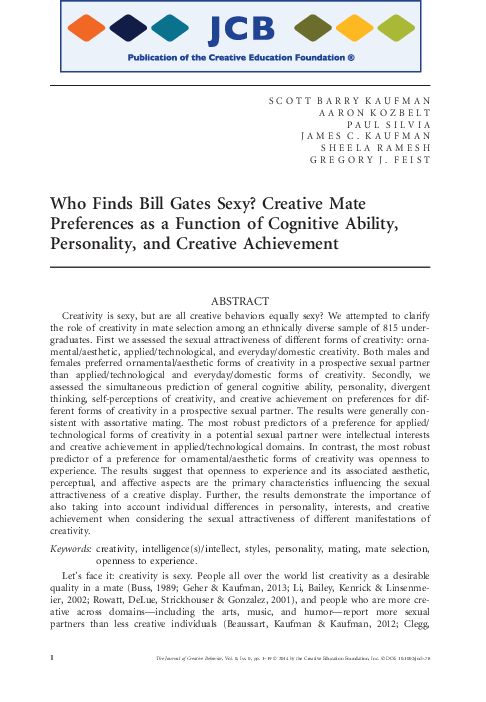 (PDF) Who Finds Bill Gates Sexy? Creative Mate Preferences as a ...