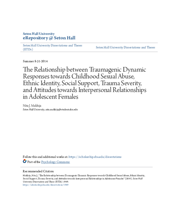(PDF) The Relationship between Traumagenic Dynamic Responses towards ...