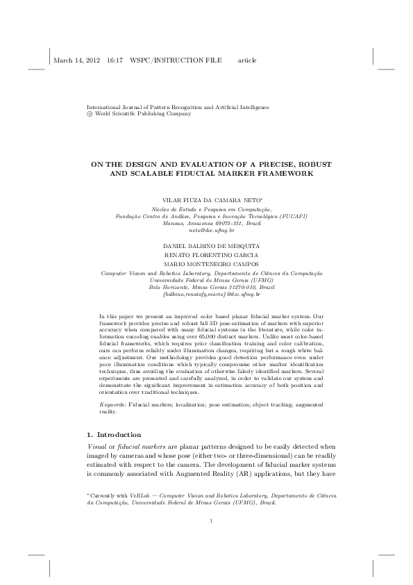 Pdf On The Design And Evaluation Of A Precise Robust And Scalable Fiducial Marker Framework