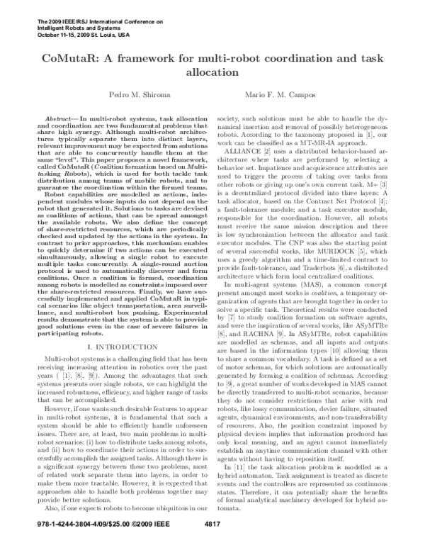 (PDF) CoMutaR: A framework for multi-robot coordination and task allocation