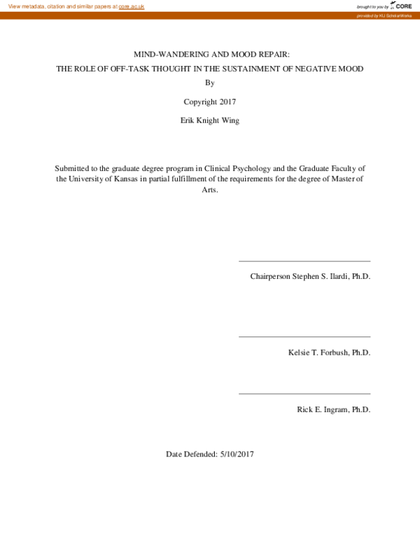 (PDF) Mind-Wandering and Mood Repair: The Role of Off-Task Thought in ...