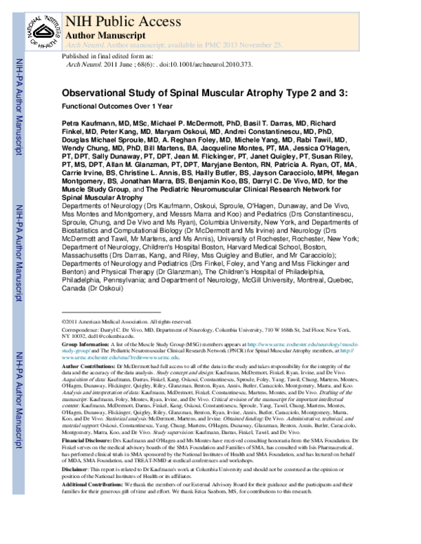 (PDF) Observational Study of Spinal Muscular Atrophy Type 2 and 3