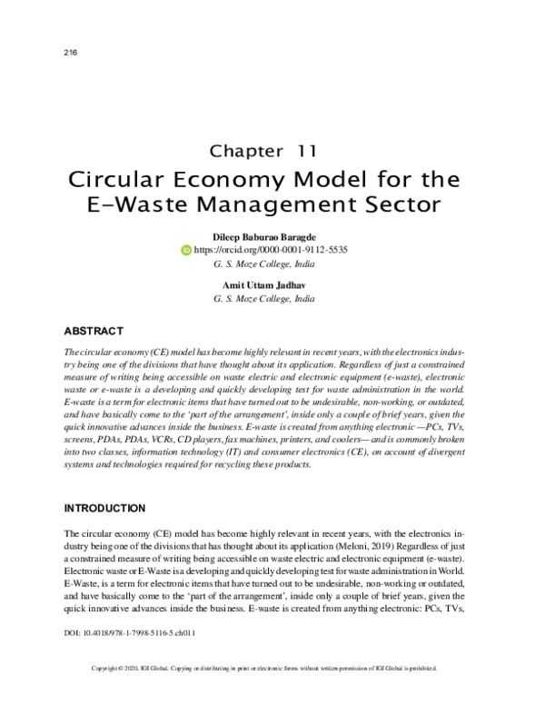 (PDF) Circular Economy Model for the E-Waste Management Sector