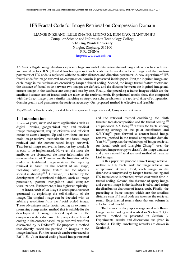 (PDF) IFS Fractal Code for Image Retrieval on Compression Domain