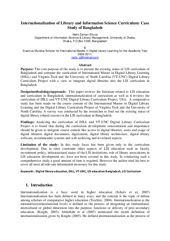 (PDF) Internationalization of Library and Information Science ...