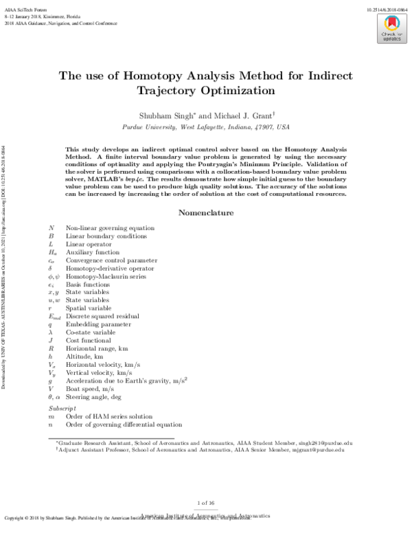 (PDF) Homotopy Analysis for Optimal Control Solutions