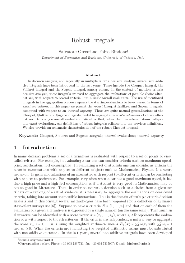 (PDF) Robust integrals