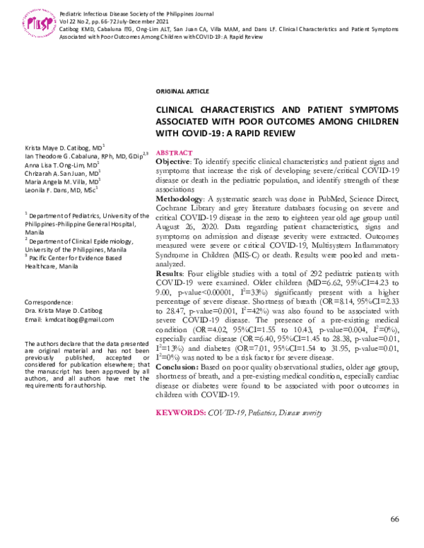 (PDF) Clinical Characteristics and Patient Symptoms Associated with ...