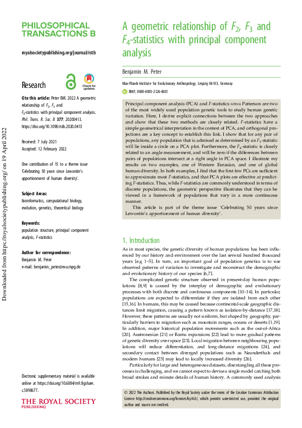 (PDF) A geometric relationship of F 2 , F 3 and F 4 -statistics with principal component analysis