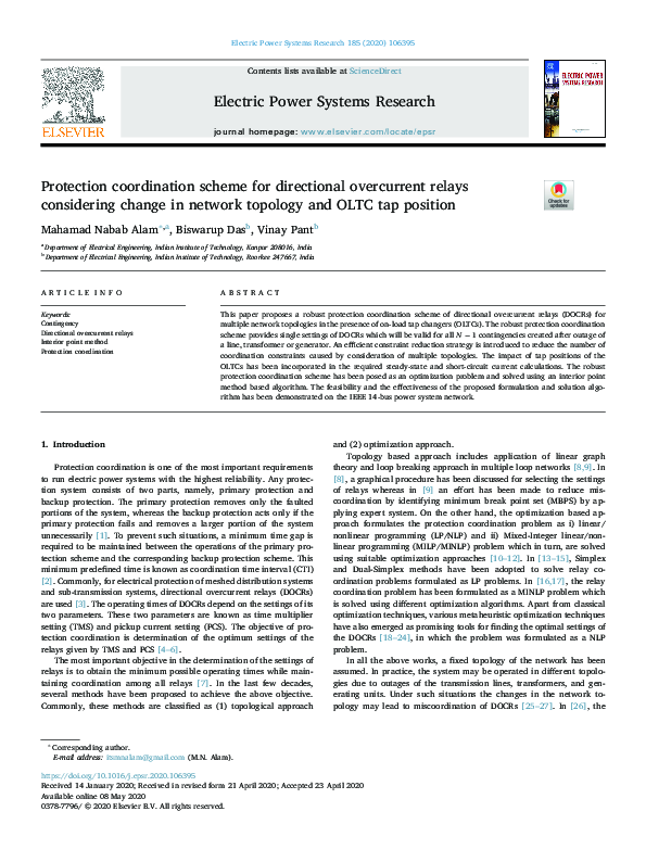 Pdf Protection Coordination Scheme For Directional Overcurrent Relays