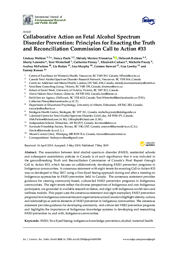 (PDF) Collaborative Action on Fetal Alcohol Spectrum Disorder ...