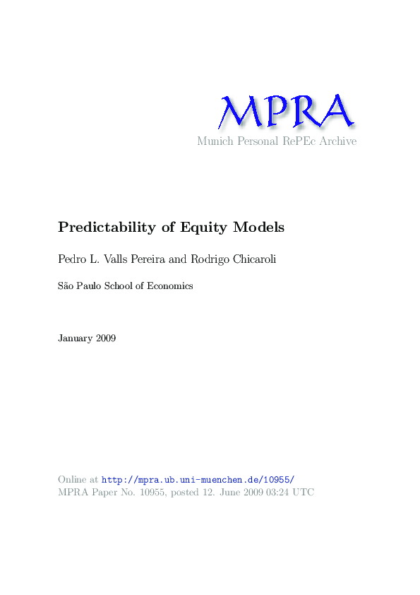 (PDF) Predictability of Equity Models