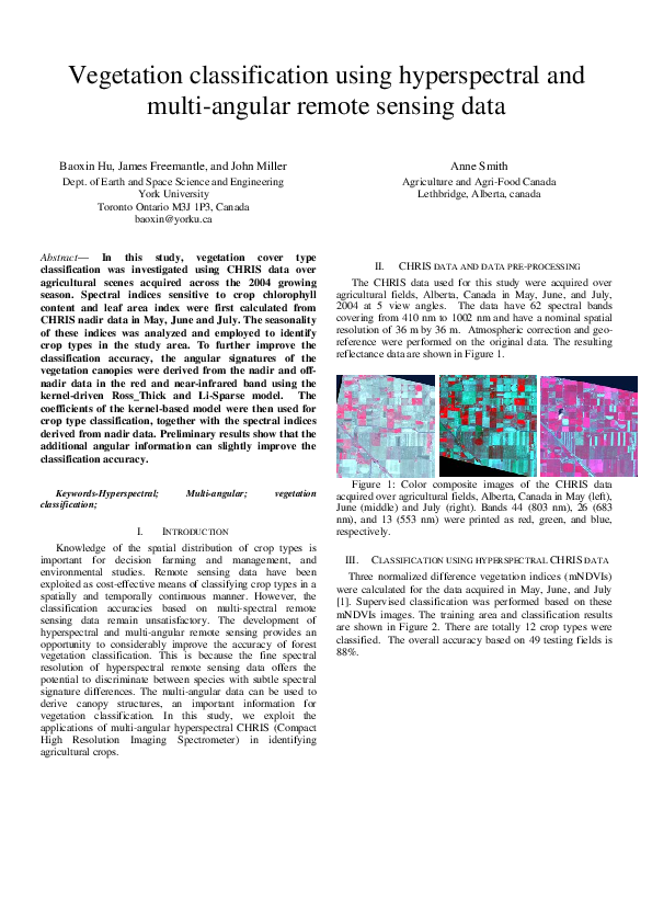 (PDF) Vegetation classification using hyperspectral and multi-angular remote sensing data