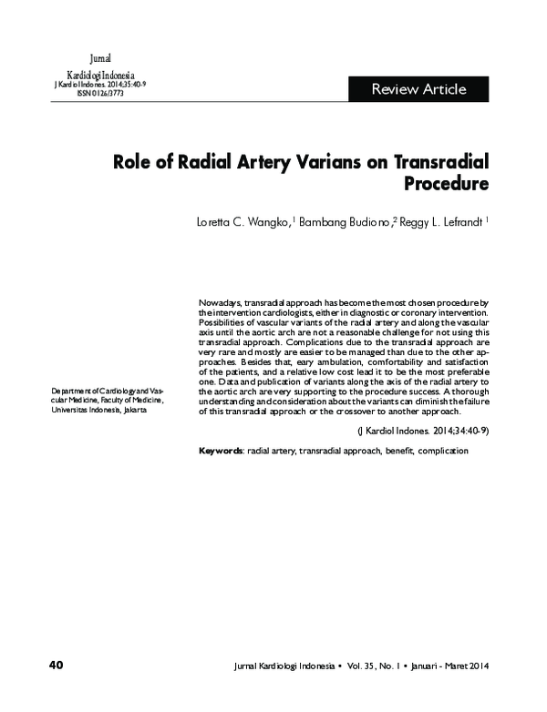 (PDF) Role of Radial Artery Varians on Transradial Procedure