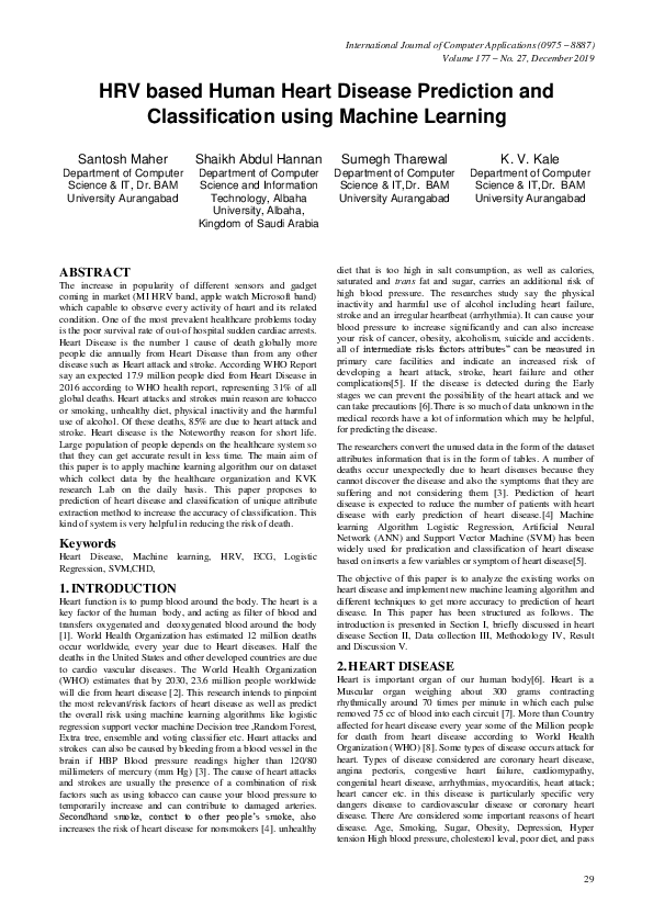 (PDF) HRV Machine Learning for Heart Disease Prediction