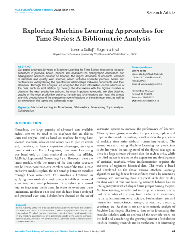 (PDF) Exploring Machine Learning Approaches for Time Series: A ...