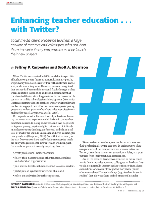 (PDF) Enhancing teacher education…with Twitter?