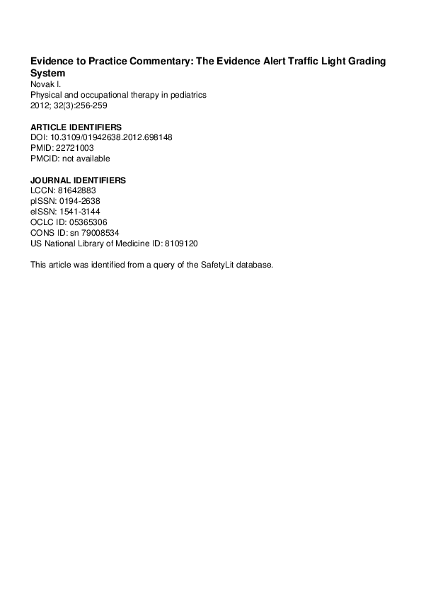 (PDF) Evidence to Practice Commentary: The Evidence Alert Traffic Light ...