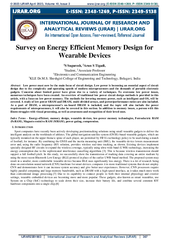 (PDF) Survey on Energy Efficient Memory Design for Wearable Devices (PDF) Survey on Energy Efficient Memory Design for Wearable Devices