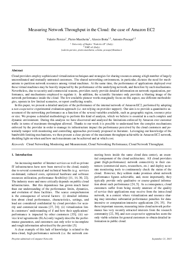(PDF) Measuring network throughput in the cloud: The case of Amazon EC2