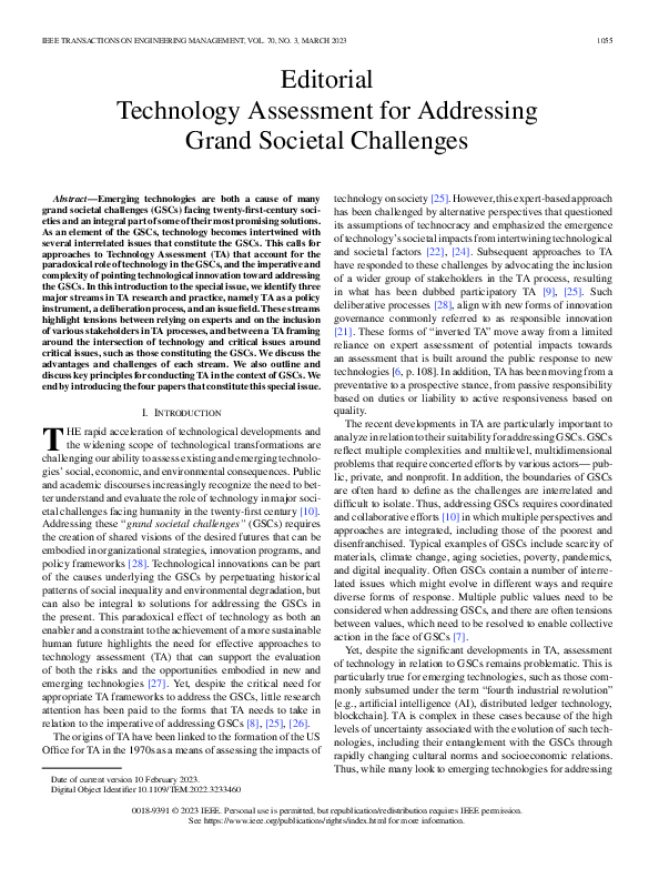 (PDF) Editorial Technology Assessment for Addressing Grand Societal ...