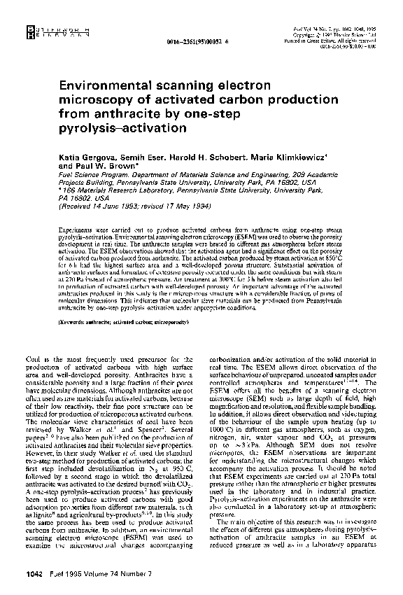(PDF) Environmental scanning electron microscopy of activated carbon production from anthracite ...
