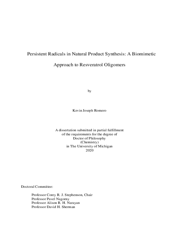 (PDF) Persistent Radicals in Natural Product Synthesis: A Biomimetic ...