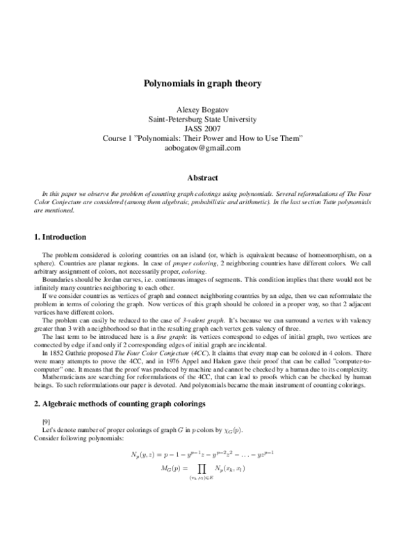 (PDF) Course 1 ” Polynomials : Their Power and How to Use Them