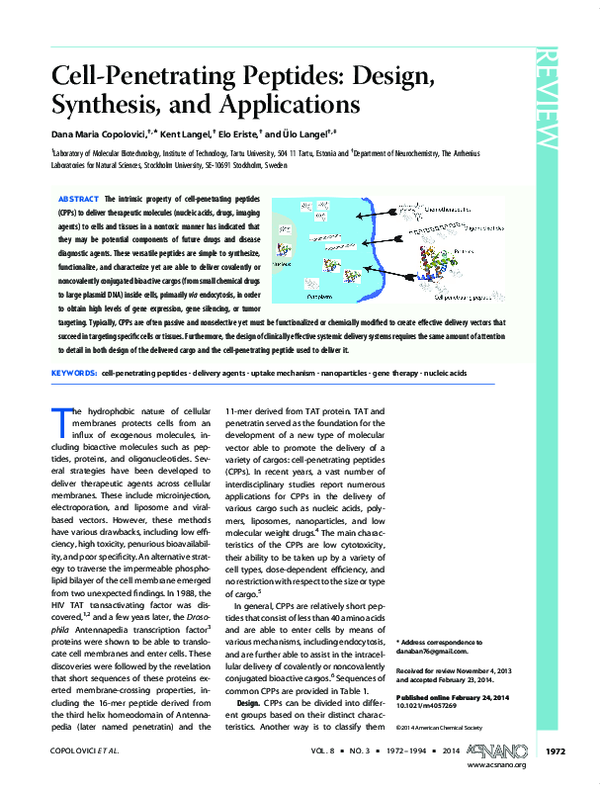(PDF) Cell-Penetrating Peptides: Design, Synthesis, and Applications
