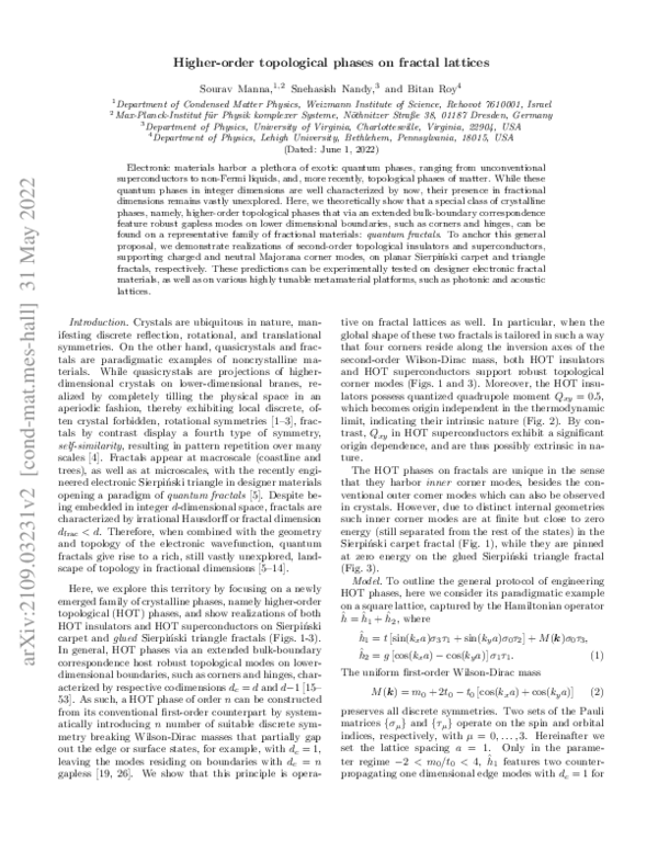 (PDF) Higher-Order Topological Phases in Fractals