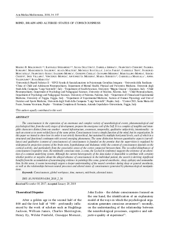 (PDF) Mind, brain and altered states of consciousness