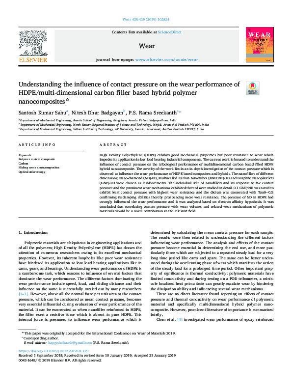 Pdf Understanding The Influence Of Contact Pressure On The Wear