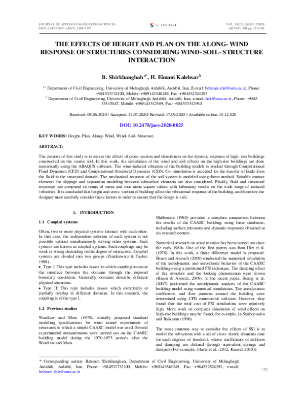 (PDF) The Effects of Height and Plan on the Along-Wind Response of ...